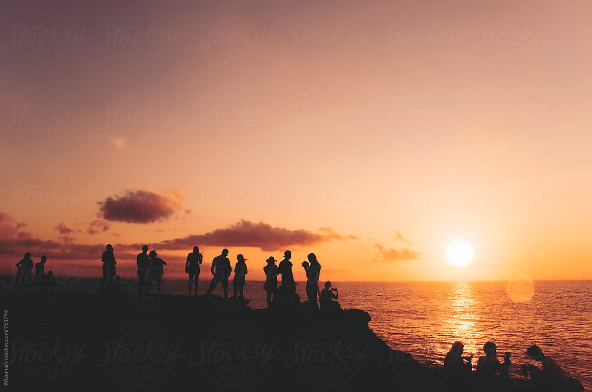 "Anonymous, Unrecognizable Silhouetted Group Of People Watching ...