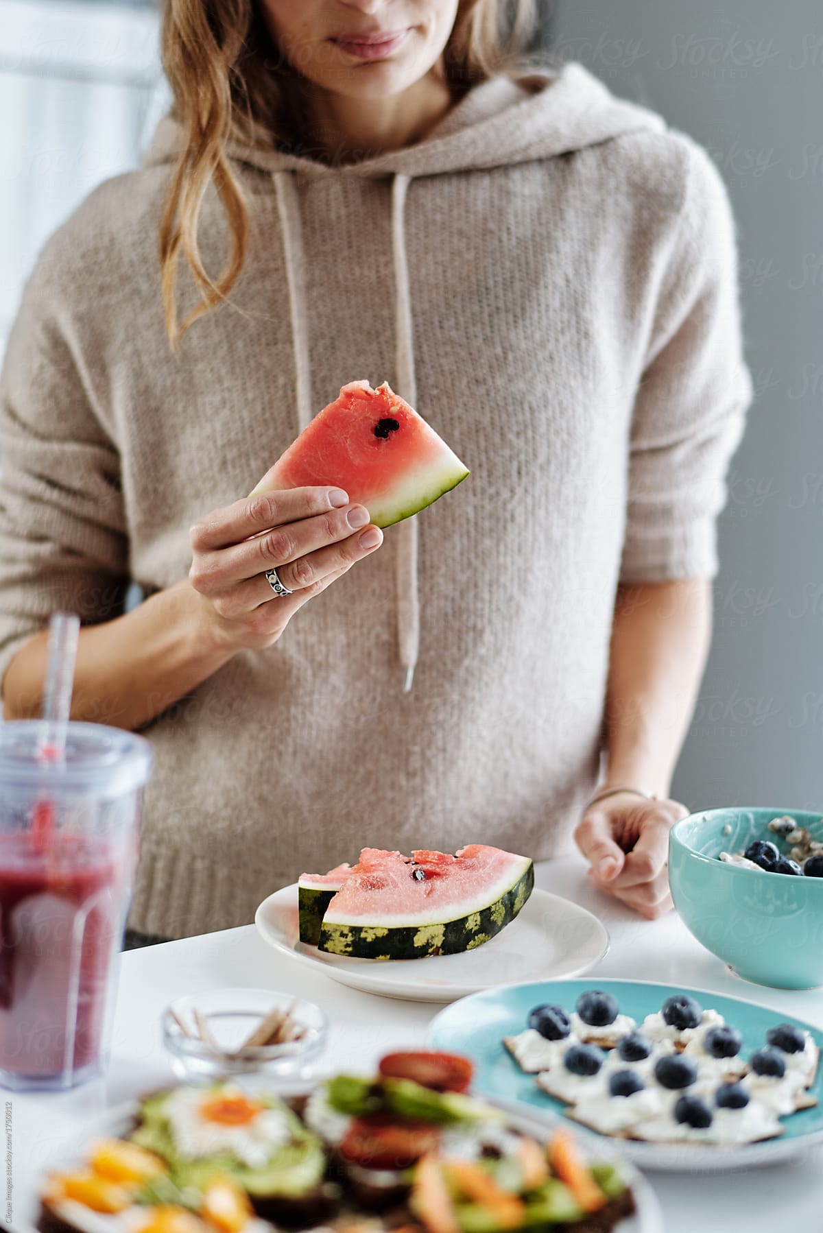 "Woman With Watermelon In Kitchen" by Stocksy Contributor "Clique ...