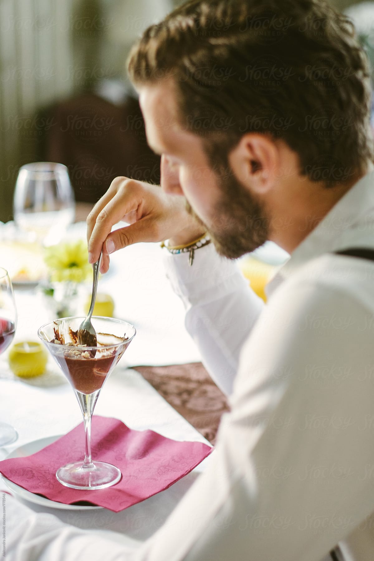 "Man Eating Chocolate Dessert At The Restaurant" by Stocksy Contributor ...