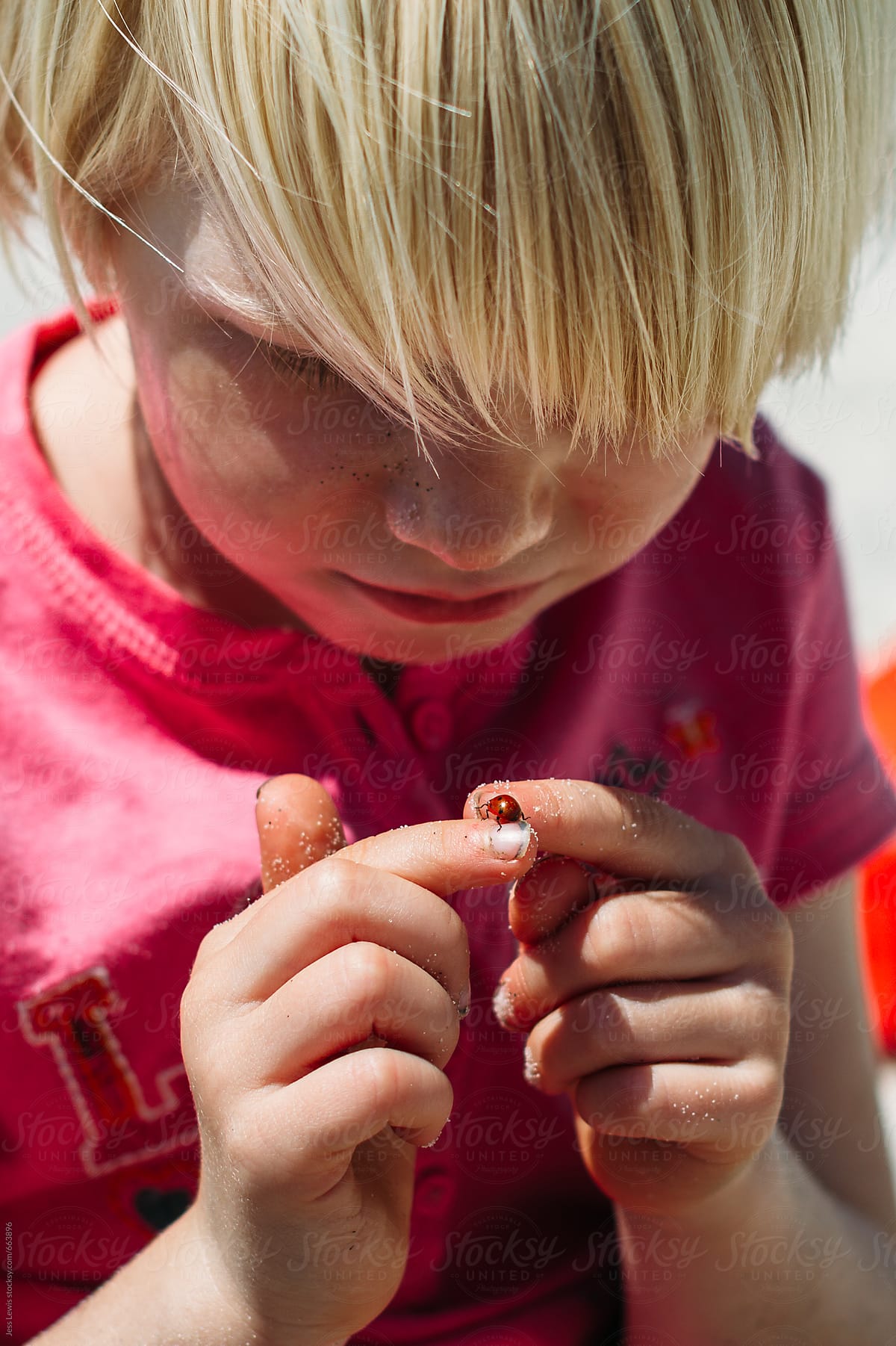 "Cute Girl Holding A Ladybug On The Beach" by Stocksy Contributor "Jess ...