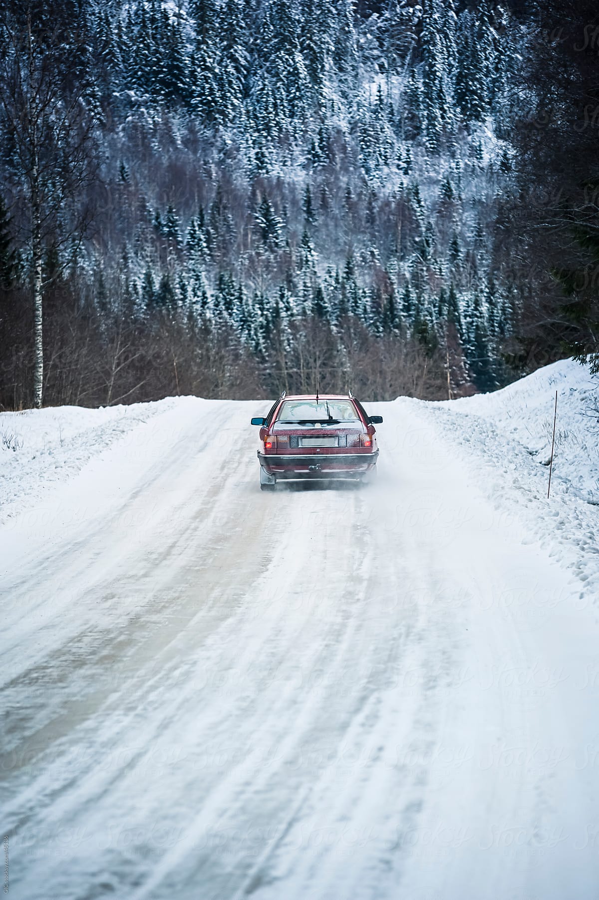 "Car Driving On The Road With Snow During Winter" by Stocksy ...