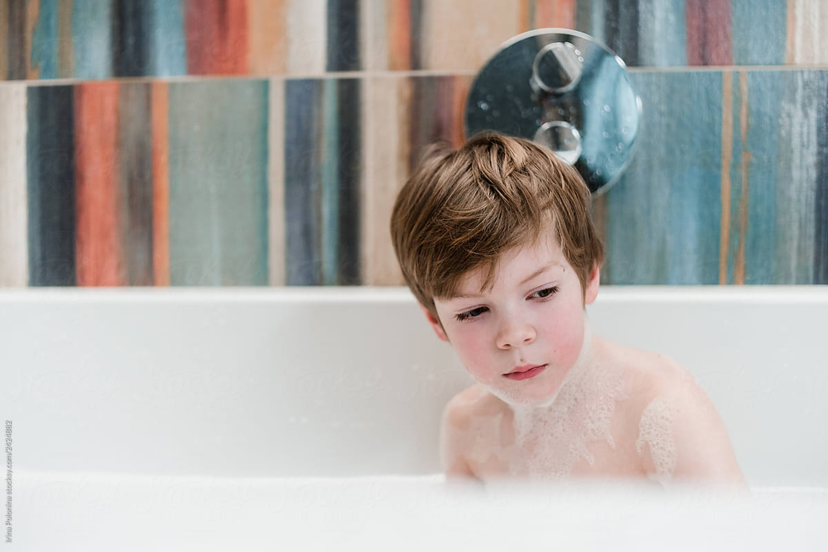 "Little Caucasian Boy Washes In The Bath" by Stocksy Contributor "Irina ...