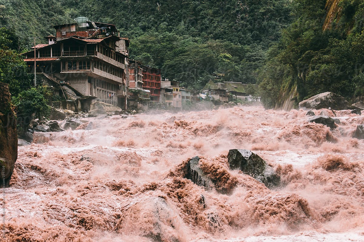 "River With Raging Waters In Aguas Calientes, Peru" by Stocksy ...