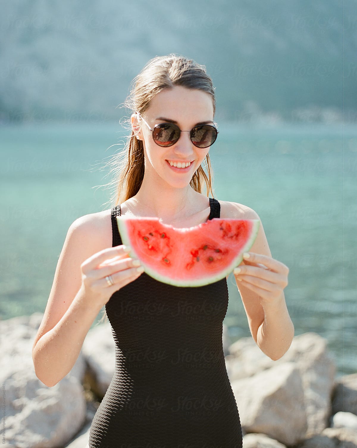 "Young Cheerful Female With Slice Of Watermelon" by Stocksy Contributor ...