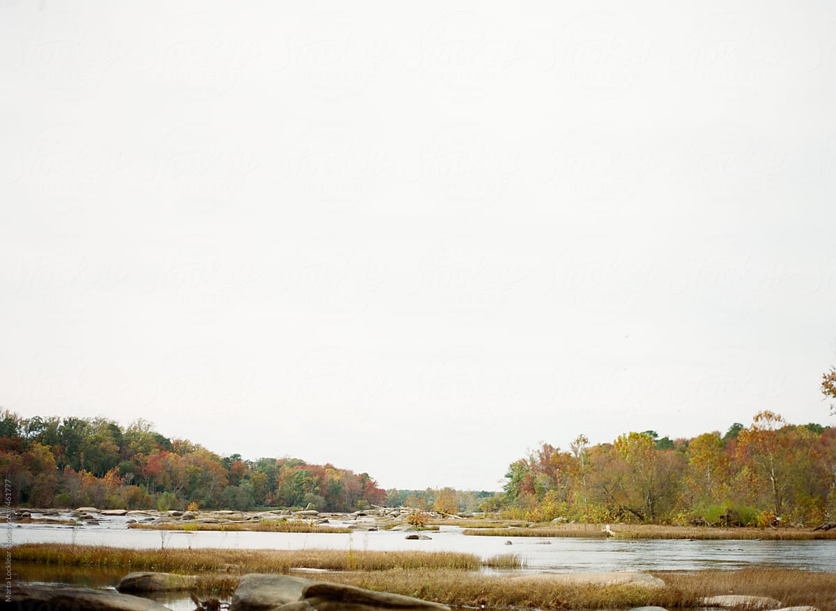 "Scenic View And Landscape Of The James River In Virginia During Fall ...
