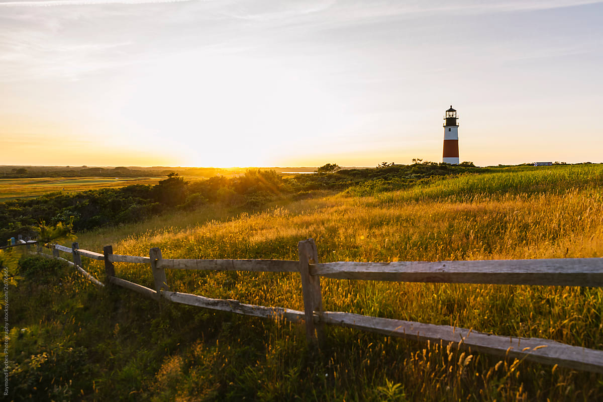 "Landscape View Of Siasconset Lighthouse On Nantucket Island" by ...