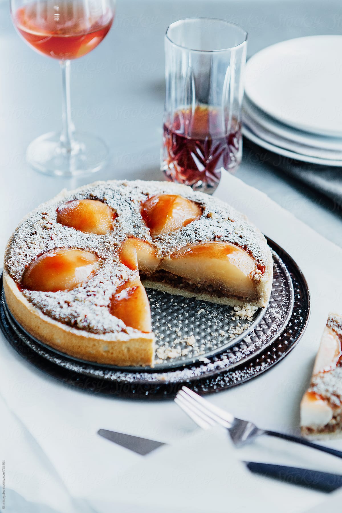 "Pear Pecan Tart" by Stocksy Contributor "Ellie Baygulov" - Stocksy