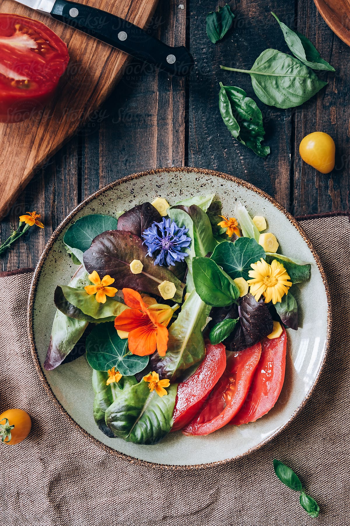 "Delicious Salad With Edible Flowers" by Stocksy Contributor "Nataša ...