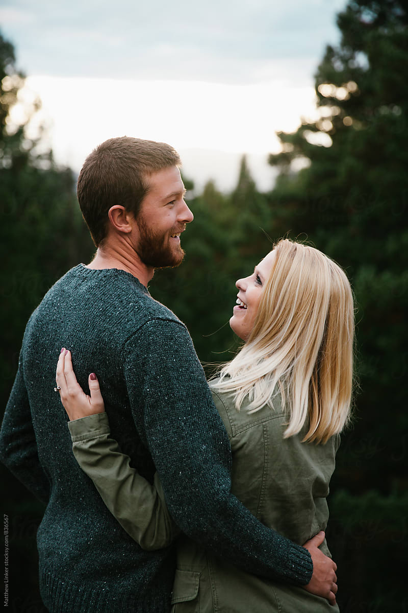 "Woodsy Engagement Shoot" by Stocksy Contributor "Matthew Linker" - Stocksy