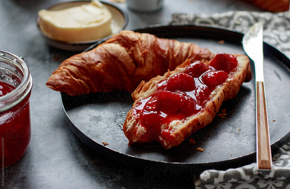 "Croissant And Strawberry Jam" by Stocksy Contributor "Babett ...