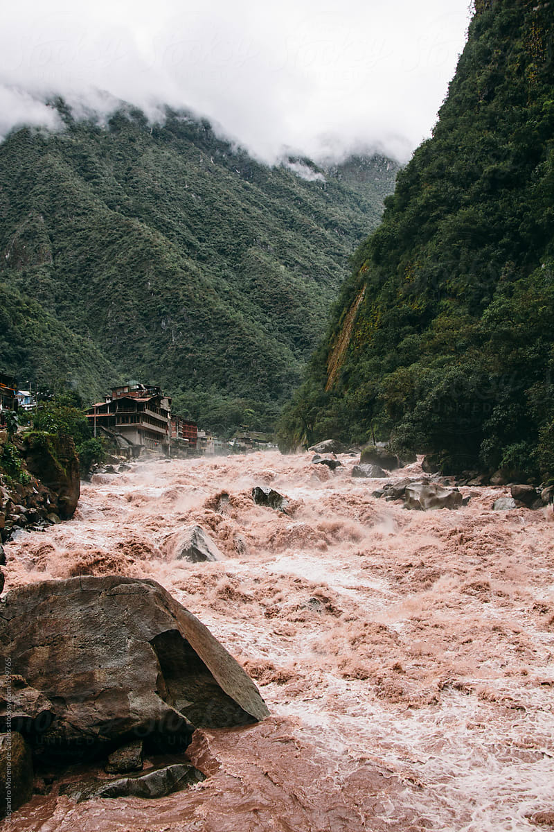 "River With Raging Waters In Aguas Calientes, Peru" by Stocksy ...