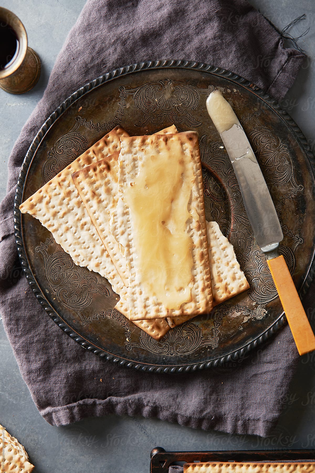 "Jewish Passover Matzah With Honey" by Stocksy Contributor "Jeff ...
