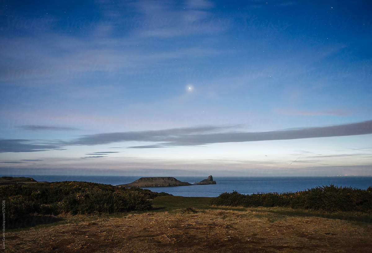 "Stars Above Worms Head. Rhossili, Wales, UK." by Stocksy Contributor ...