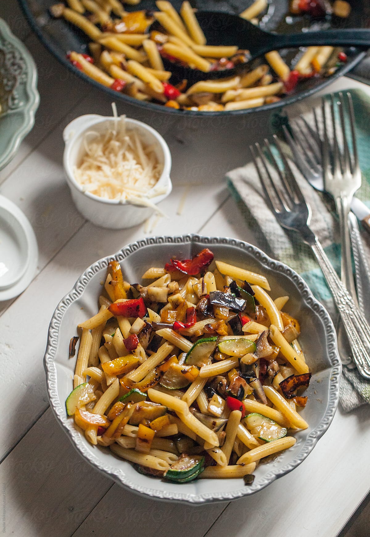 "Pasta With Mixed Vegetables" by Stocksy Contributor "Davide Illini ...