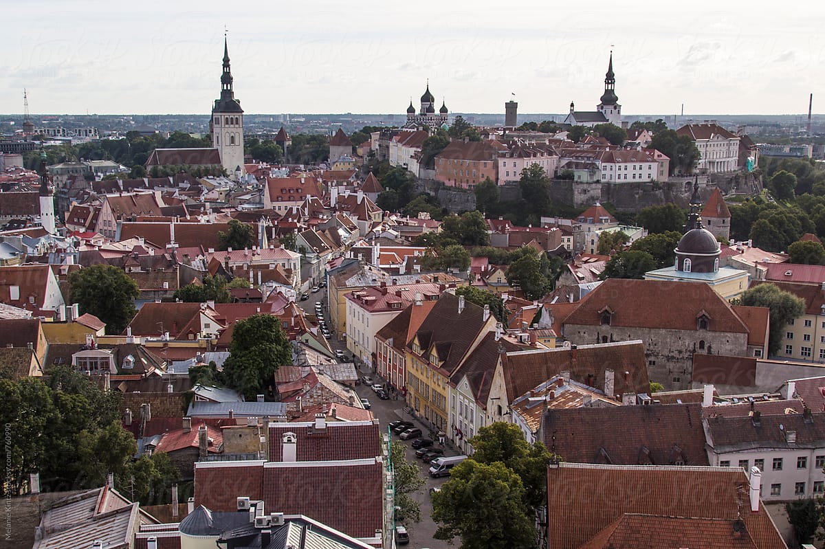 "Estonia, Tallinn - Aerial View Of Tallinn's Old Town" by Stocksy ...