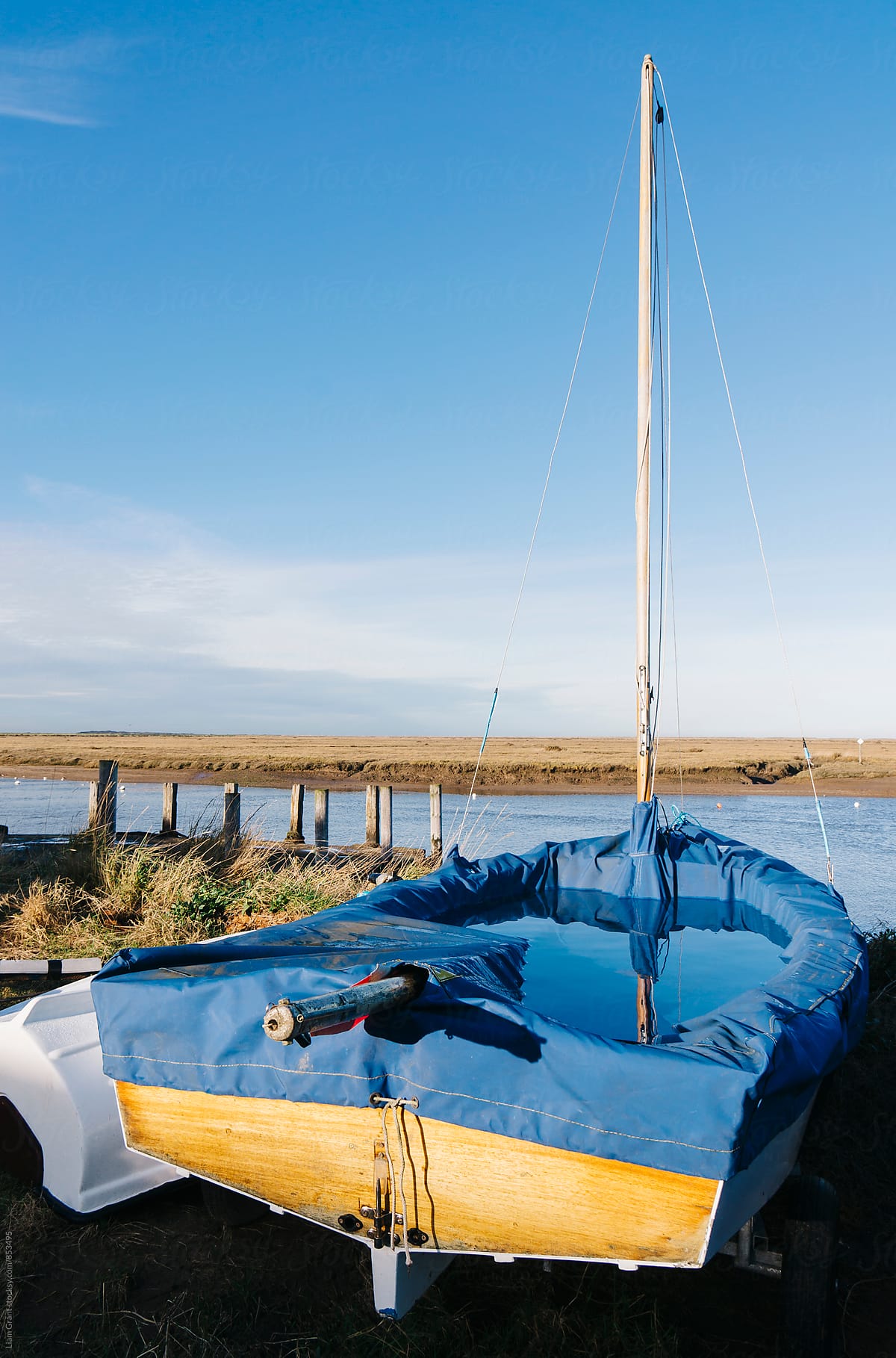 "Covered Sailing Boat At Burnham Overy Staithe, Norfolk, UK." by ...