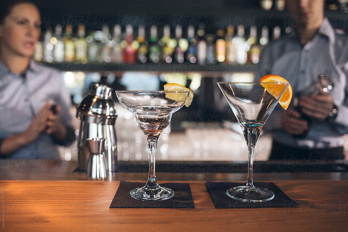 "Cocktails On Bar Table" by Stocksy Contributor "Lumina" - Stocksy