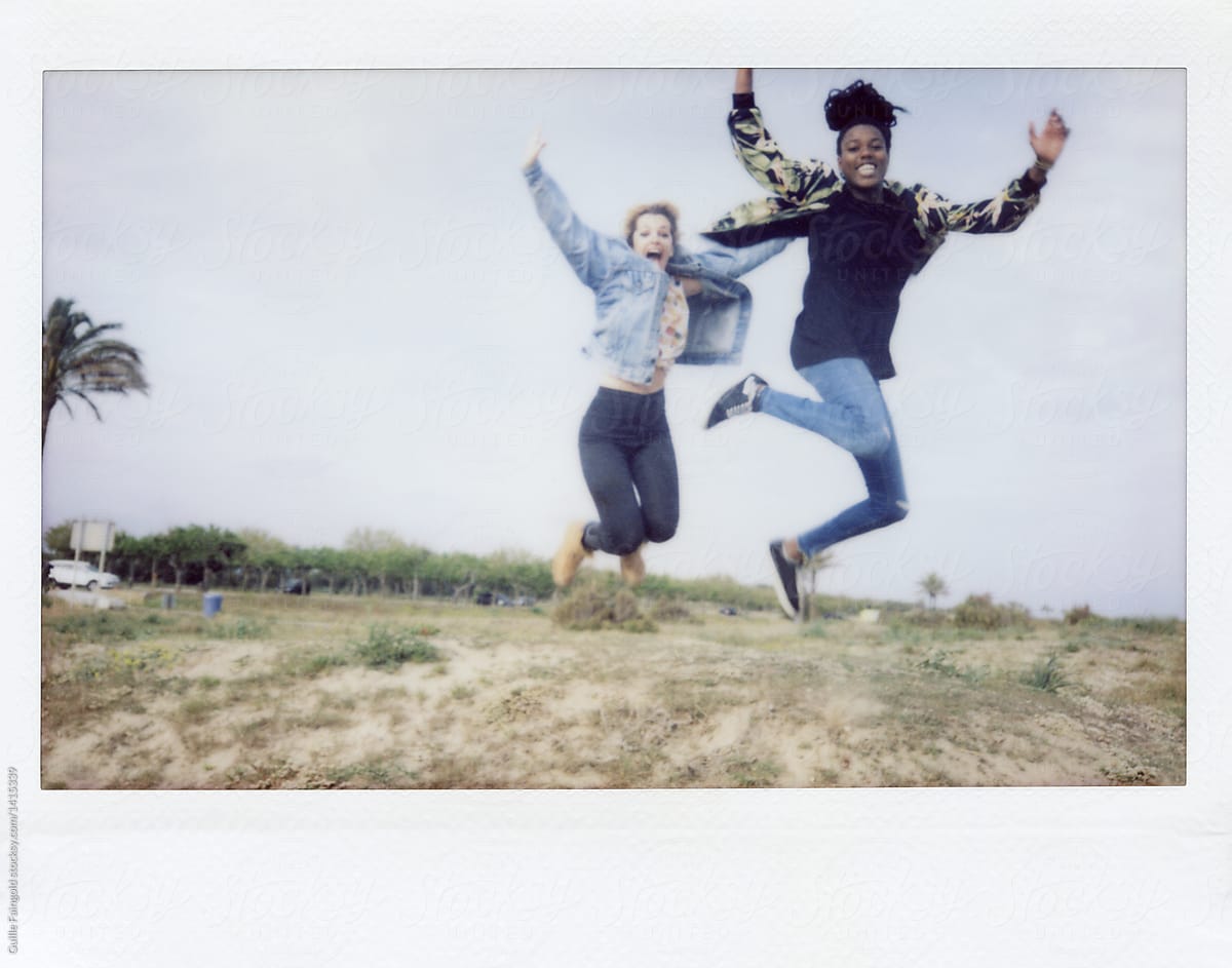 "Friends Jumping Over Sky." by Stocksy Contributor "Guille Faingold ...