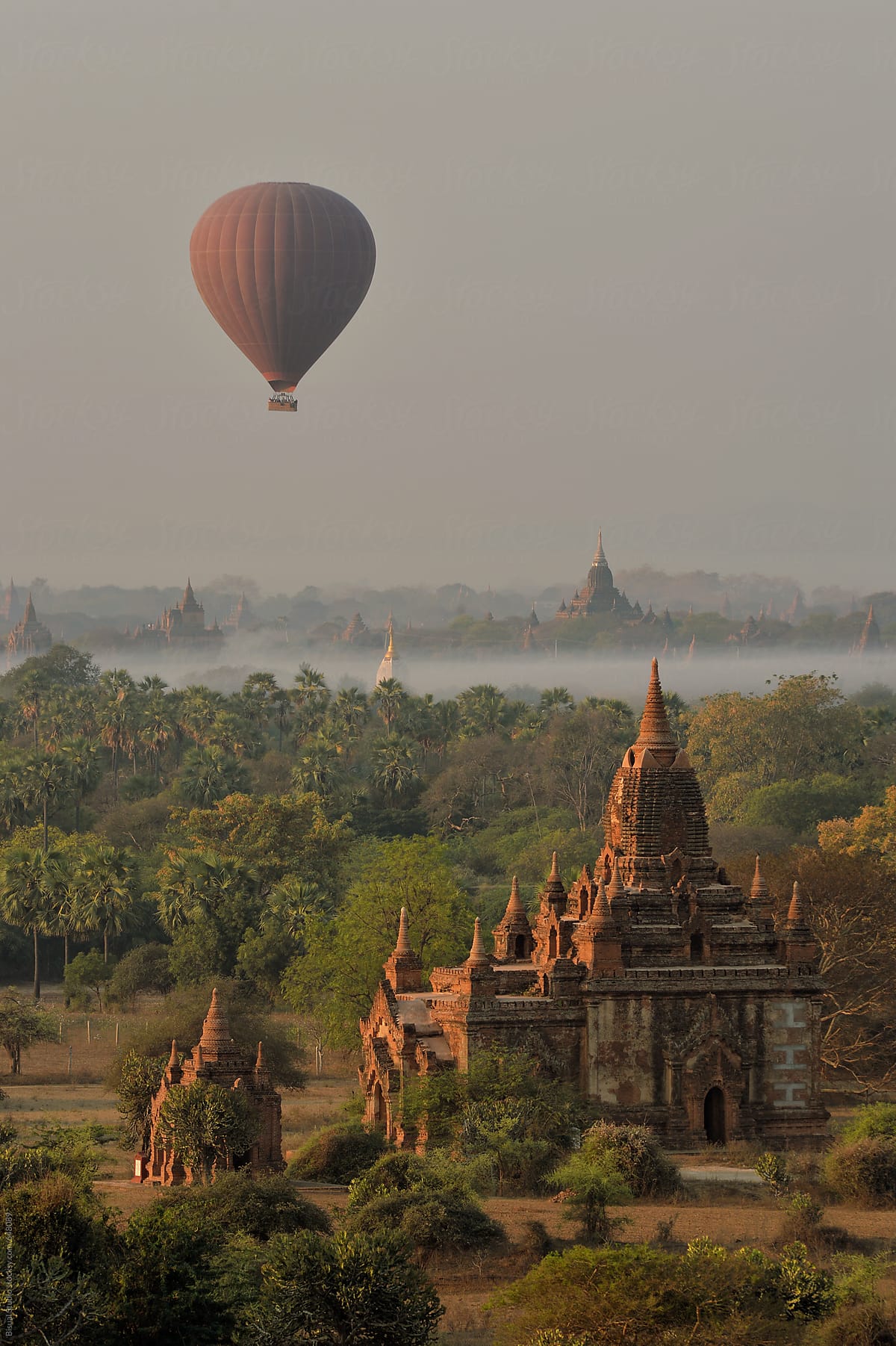 "Hot Air Balloon Flying Over Bagan" by Stocksy Contributor "Bisual ...