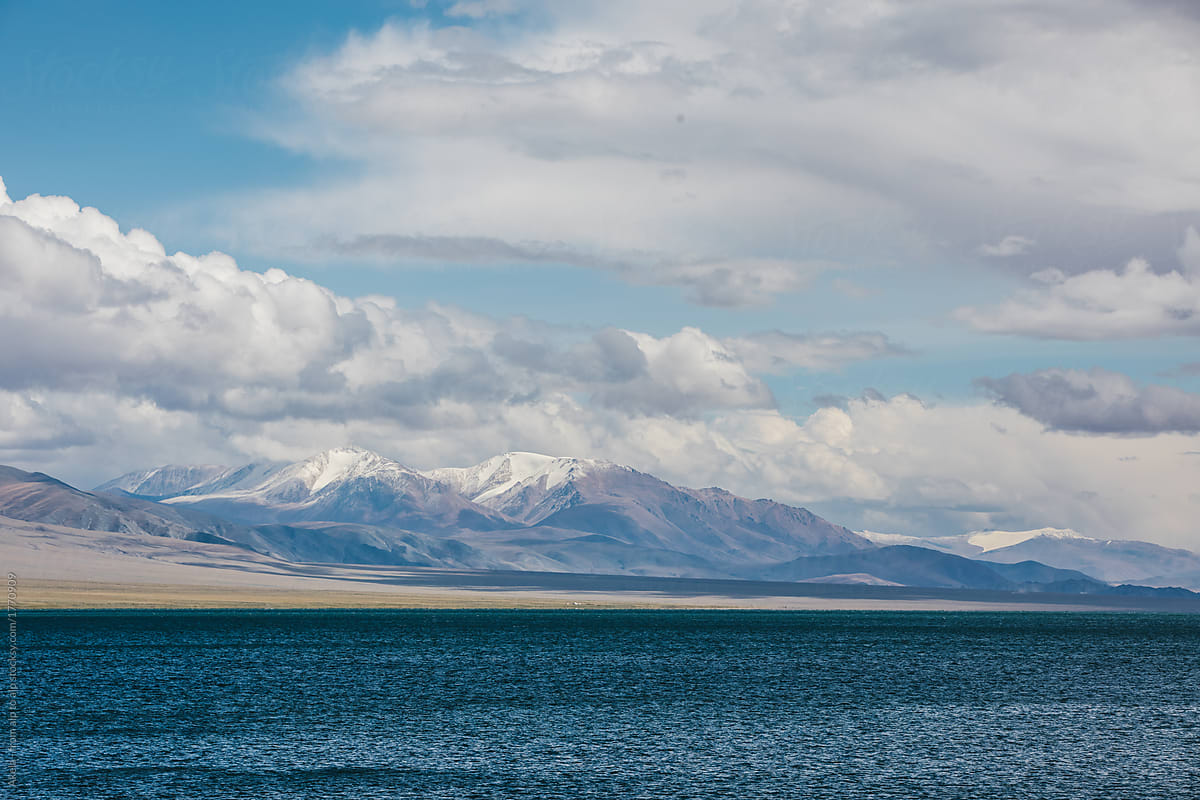 "Snowcovered Mountains Behind A Big Lake - Tolbo Nuur - In Mongolia" by ...