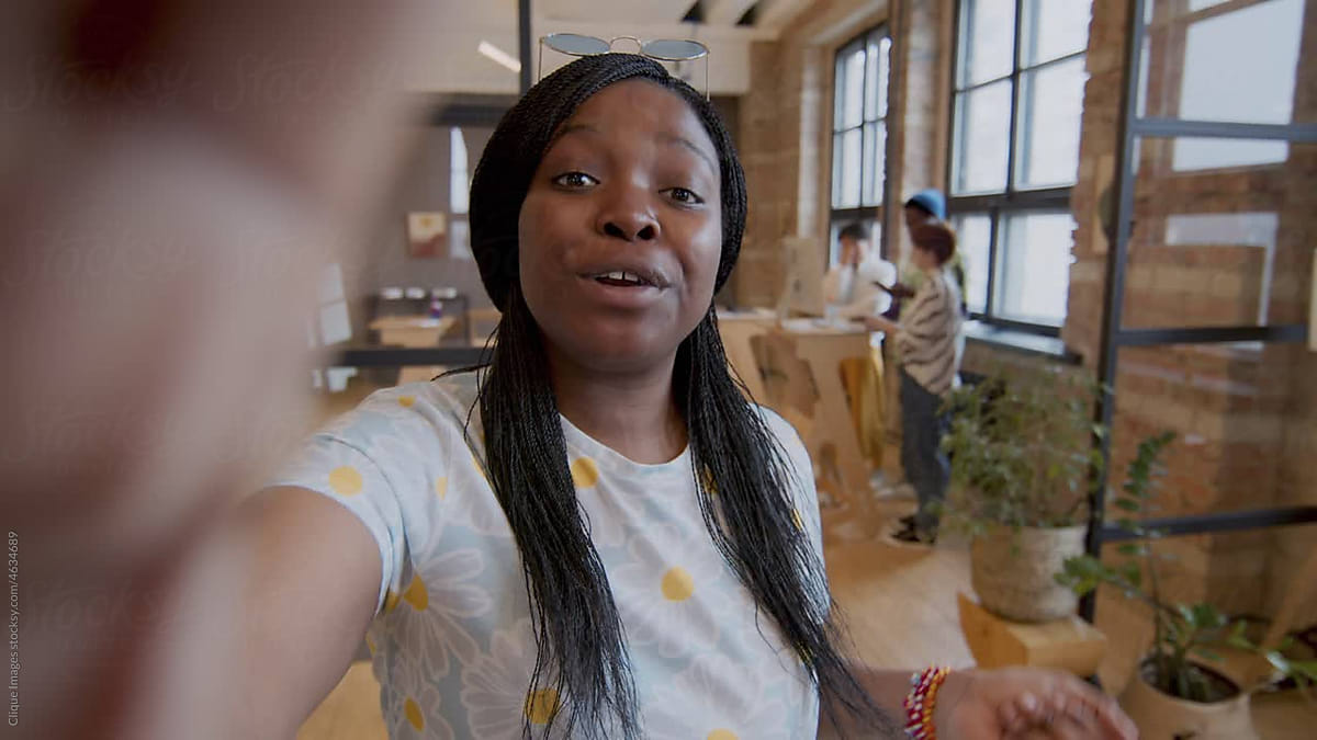 "African American Gen Z Woman Telling About Office Life On Camera" by ...