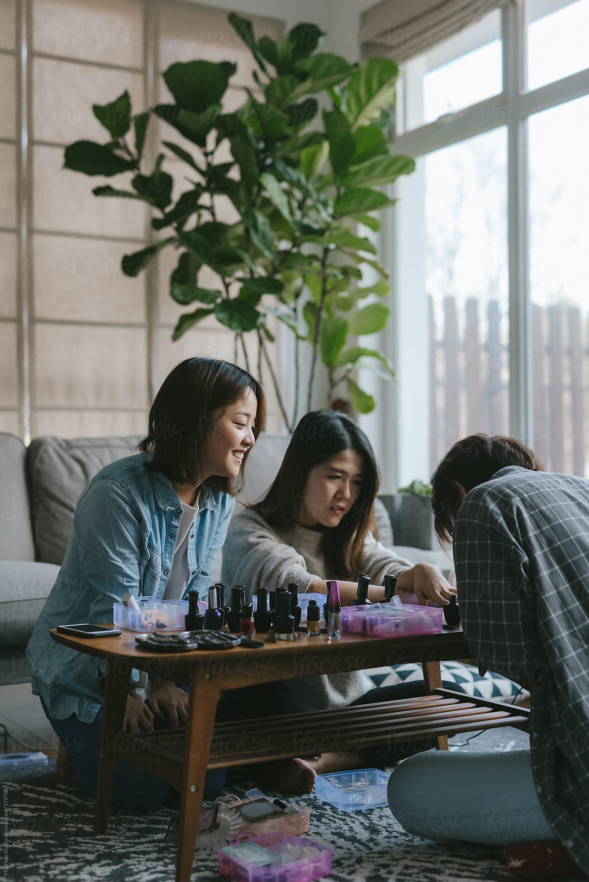 Girls Doing Their Nails At Home Stock Image Everypixel