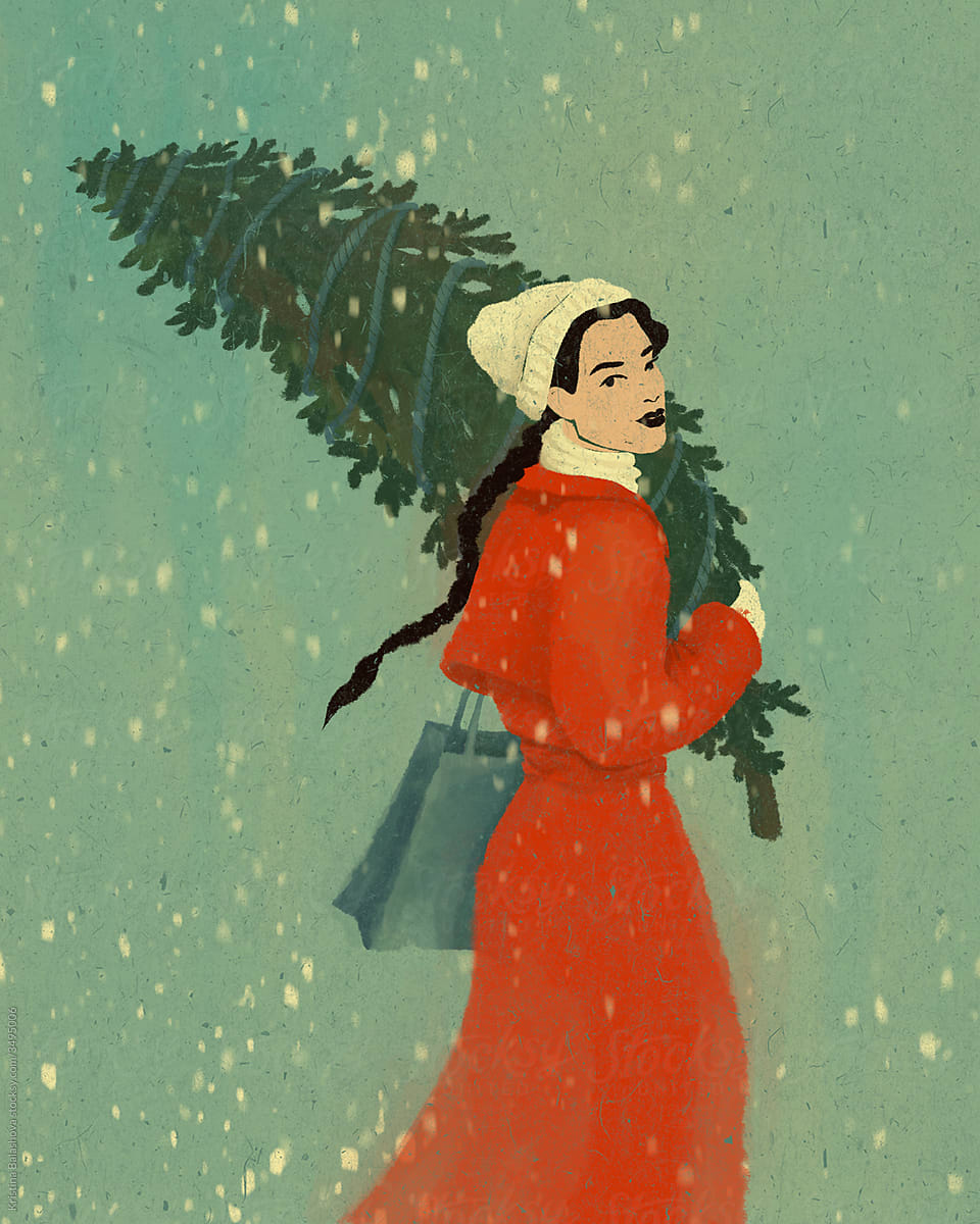 "Women With Christmas Tree" by Stocksy Contributor "Kristina Balashova ...