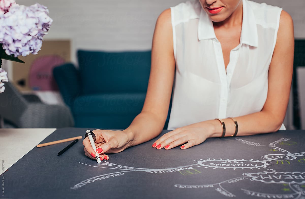 "Businesswoman Drawing A Mind Map" by Stocksy Contributor "Lumina ...