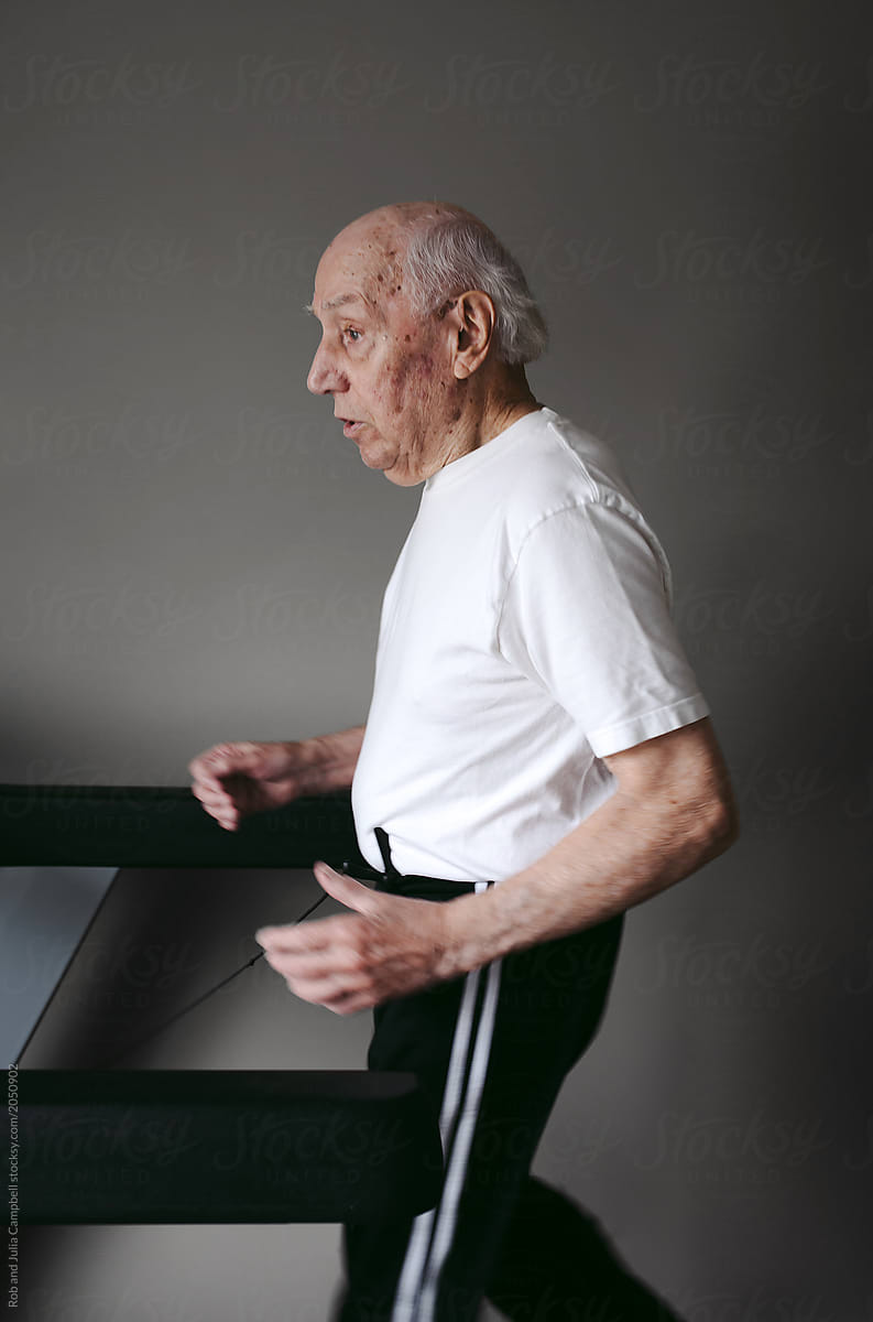 "Old Man On Treadmill" by Stocksy Contributor "Rob And Julia Campbell ...