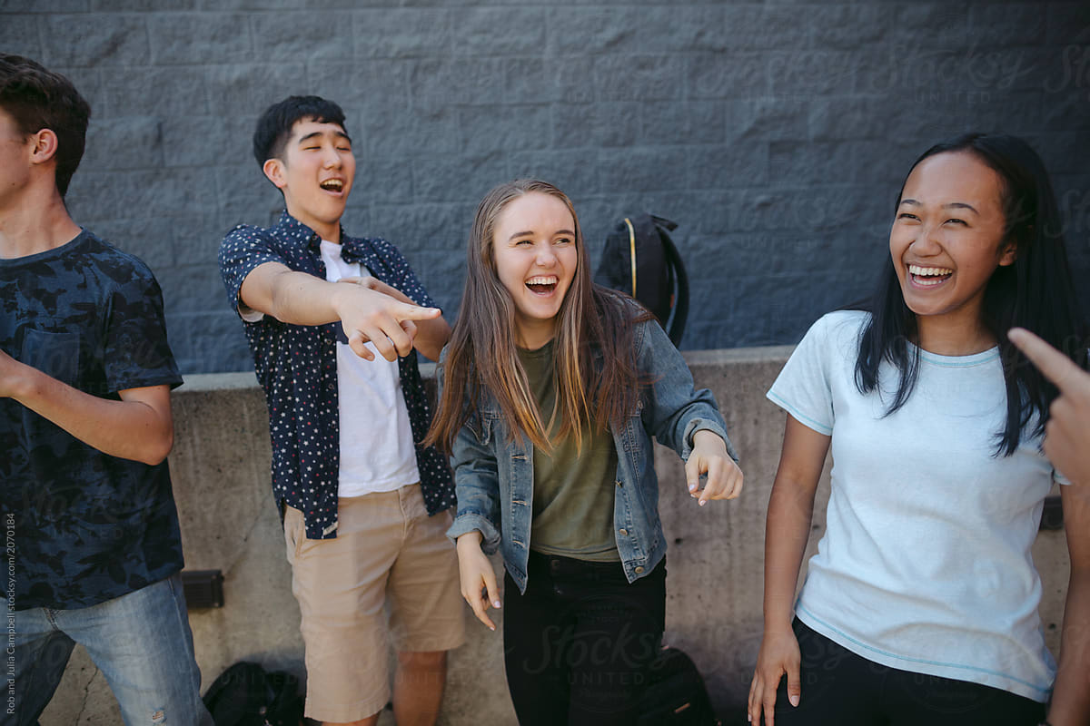 Friends Hanging Out Together At School