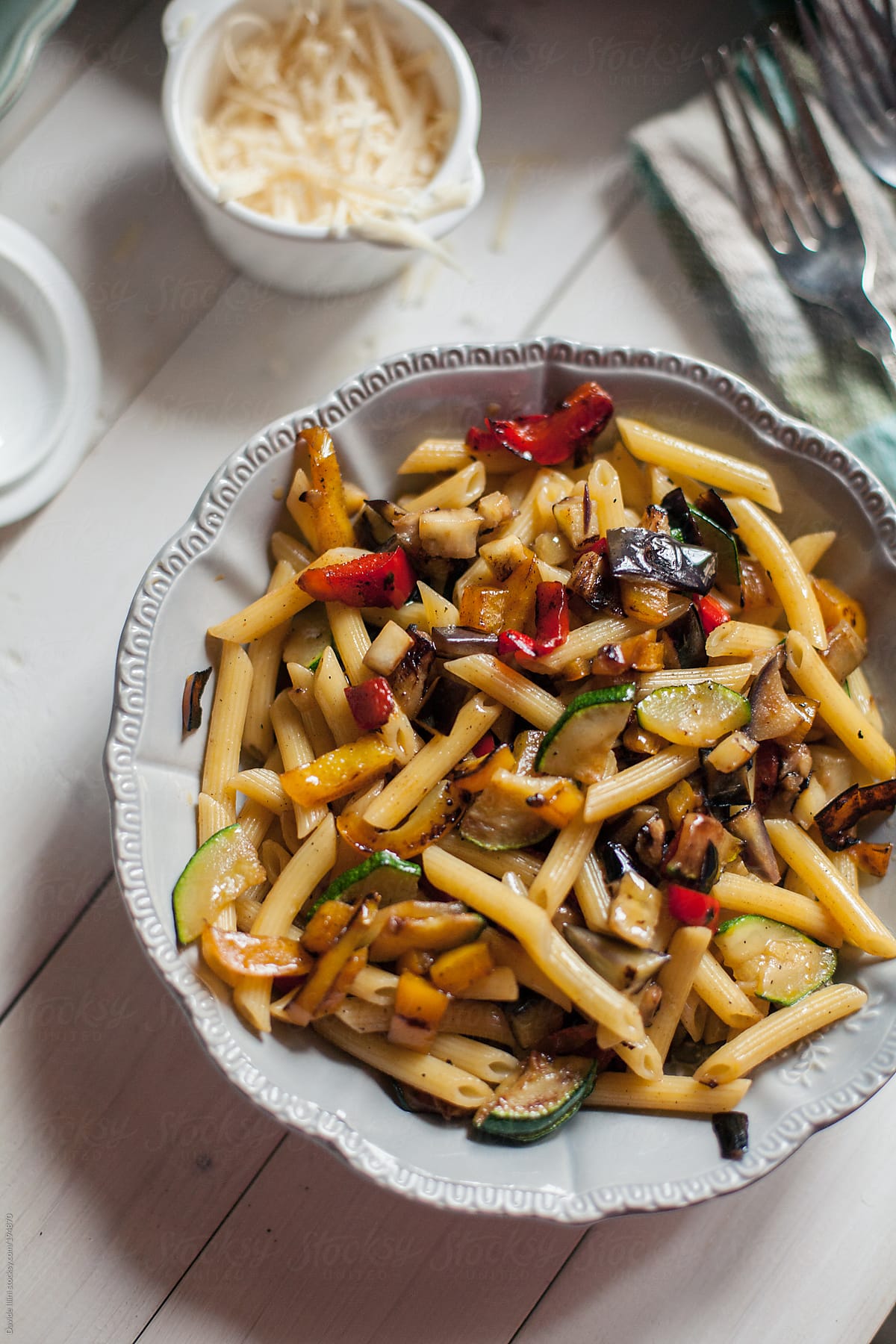 "Pasta With Mixed Vegetables" by Stocksy Contributor "Davide Illini ...