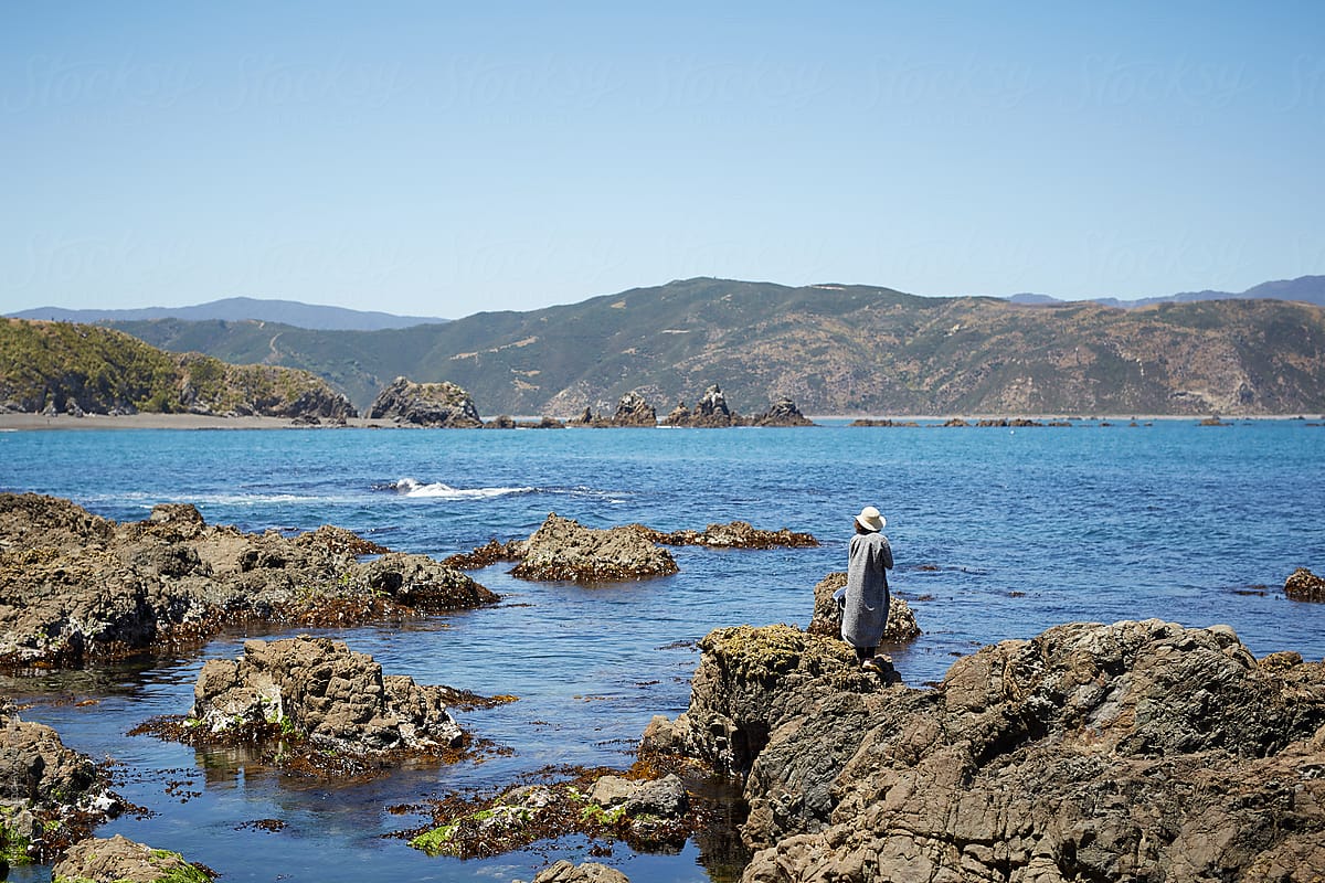 "Scenic View Of Breaker Bay In New Zealand With A Woman" by Stocksy ...