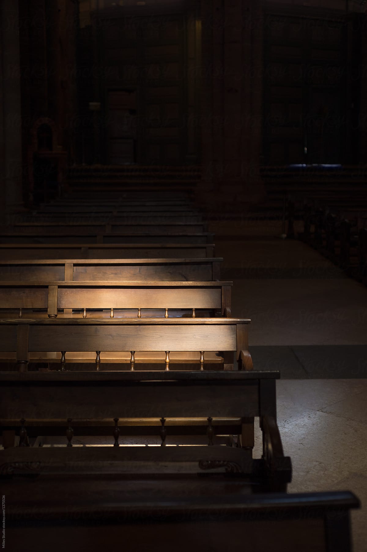 "Sunbeam On Church Bench" by Stocksy Contributor "Milles Team" - Stocksy