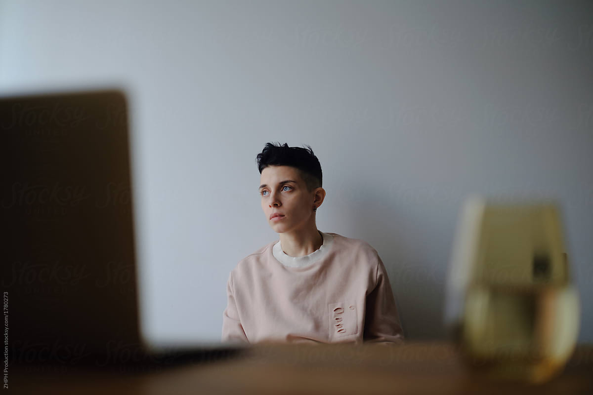 "Portrait Of Pretty Tomboy Female At Her Home Office" by Stocksy ...