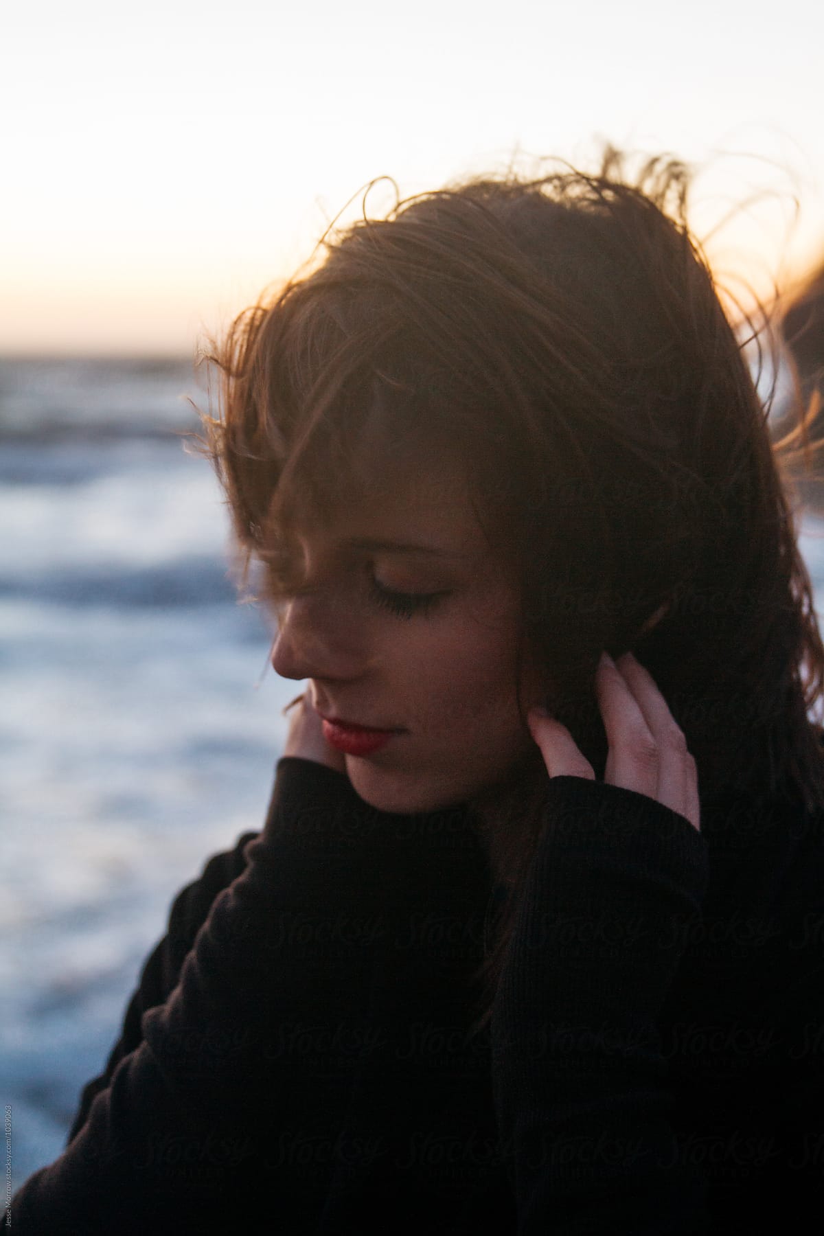 "Portrait Of Young Female Woman Exploring Coastal Ocean Adventure At ...