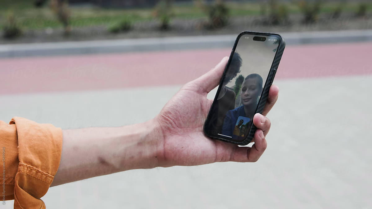 "Videocall Amusement Digital Technology Using Mobile Phone" by Stocksy ...