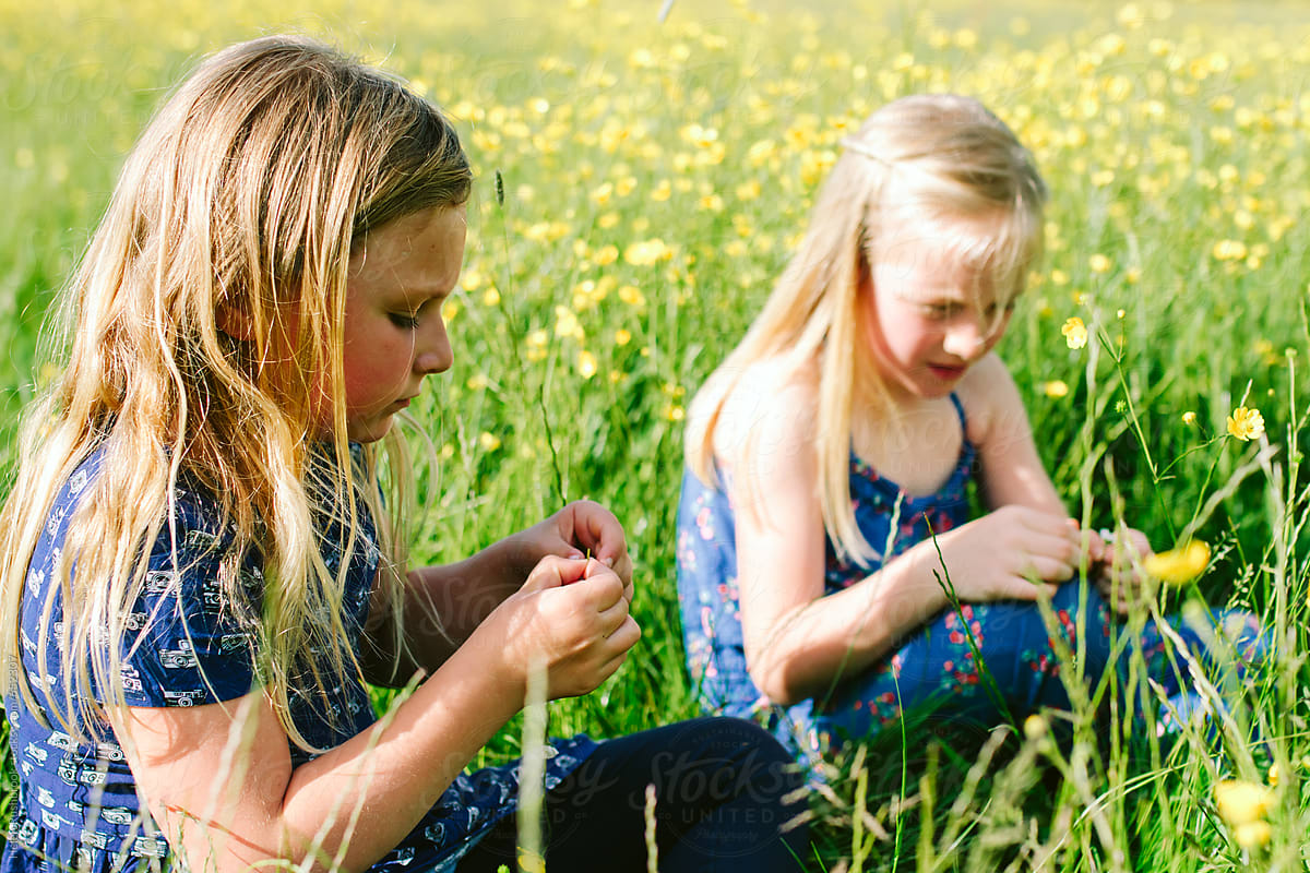 "Little Girls Making Daisy Chains" by Stocksy Contributor "Helen ...