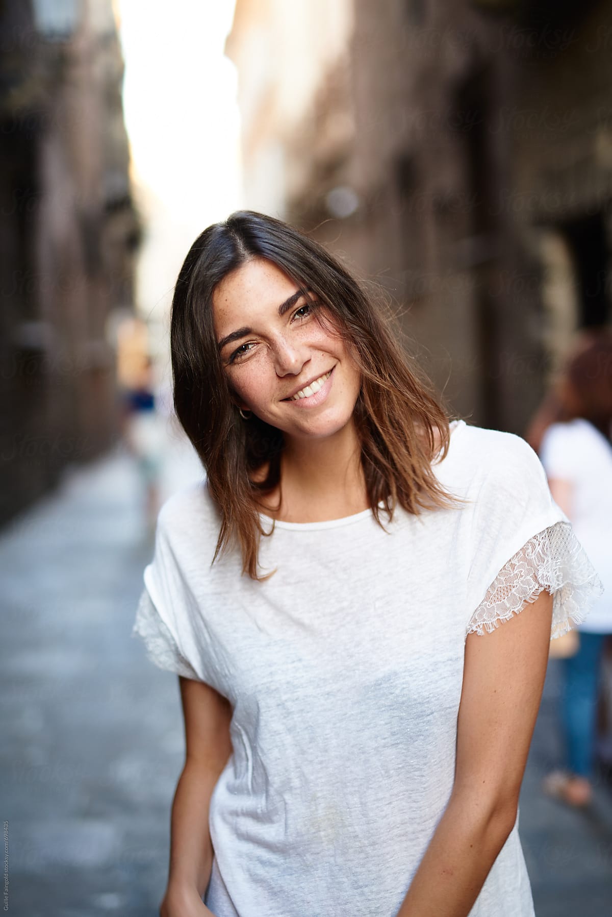 "Smiling Beautiful Girl In White." by Stocksy Contributor "Guille ...
