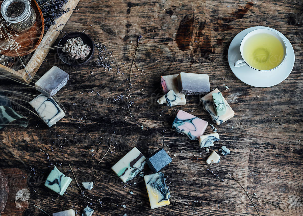 "Homemade Natural Soap On Table" by Stocksy Contributor "Lumina" - Stocksy