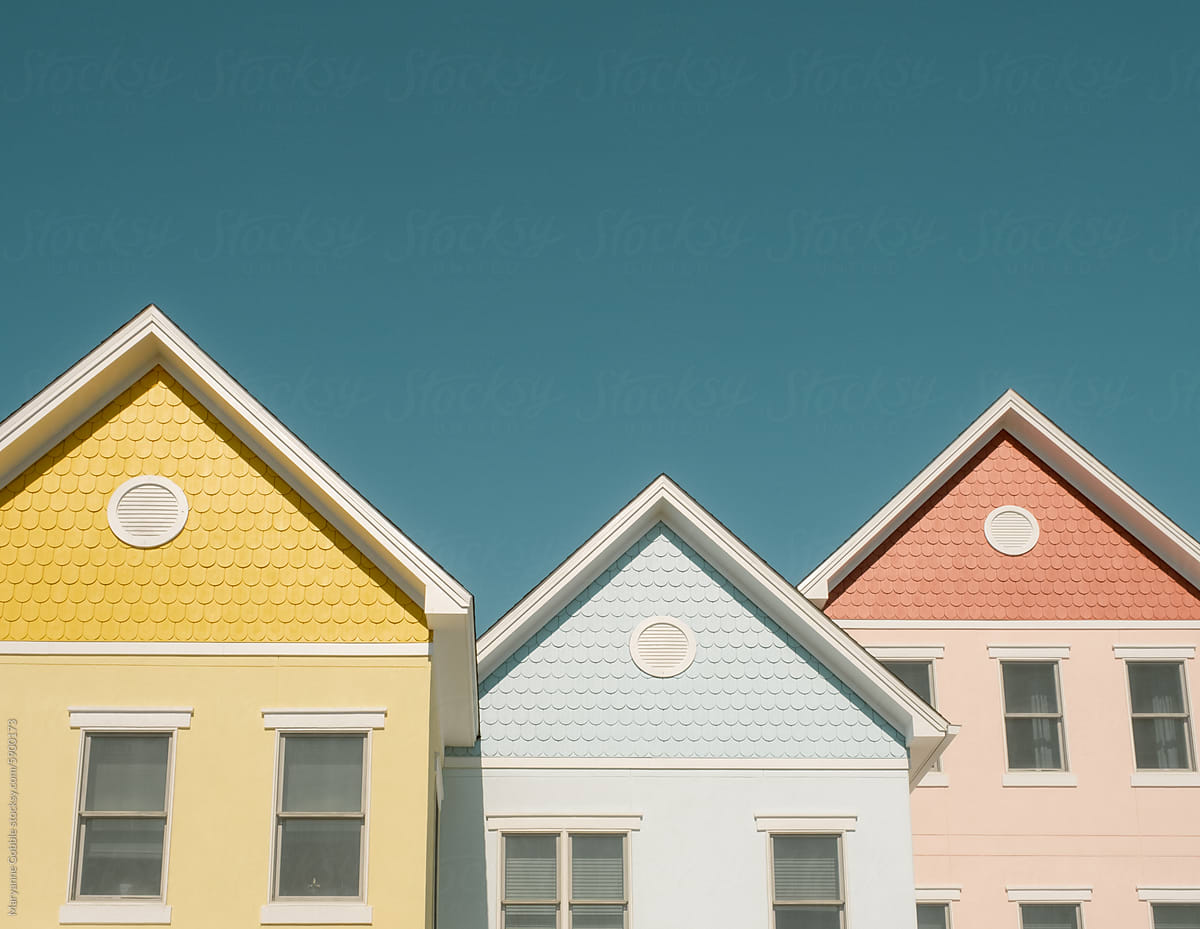 "Colorful House Rooftops And Blue Sky" by Stocksy Contributor "Maryanne ...
