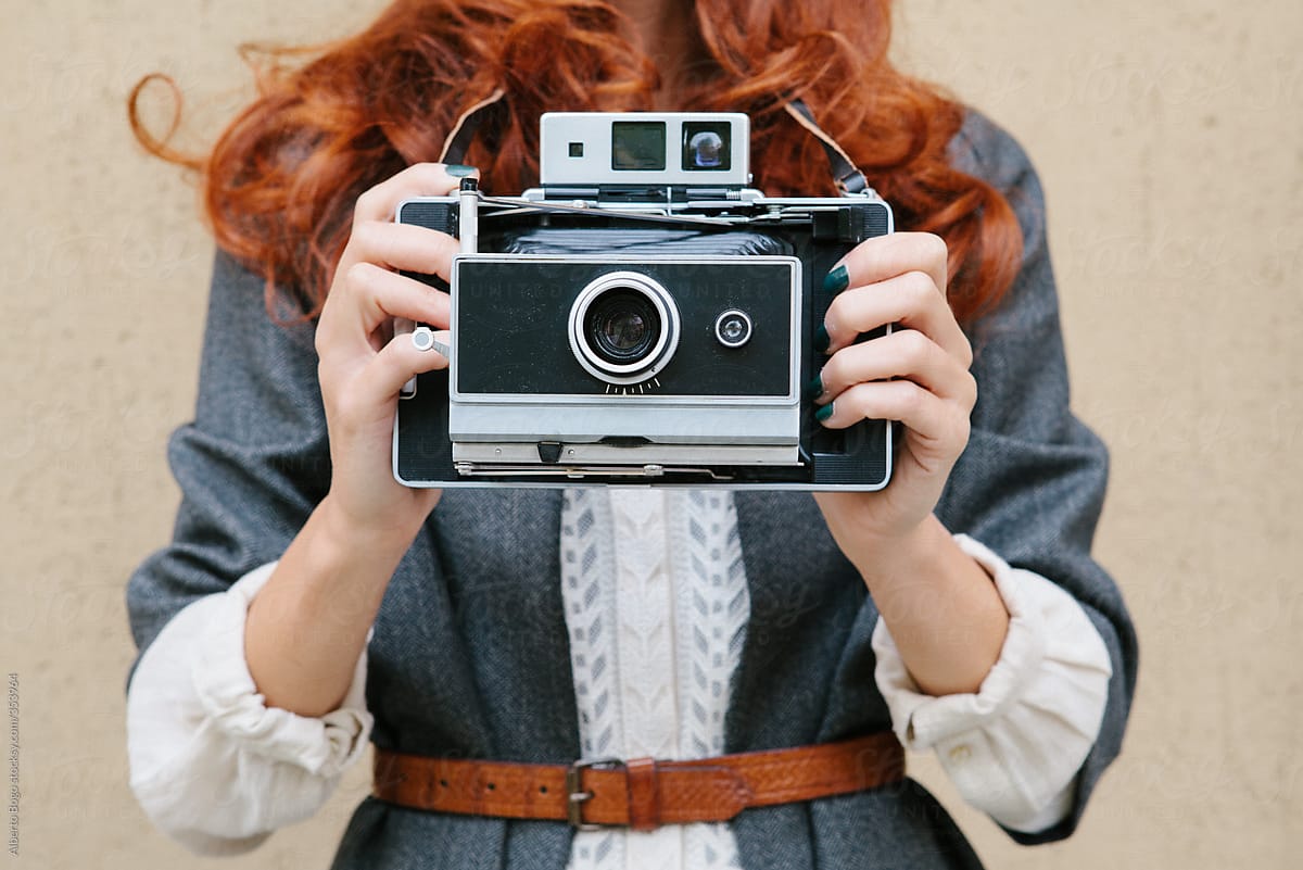 "Retro Photo Camera Woman With Red Hair" by Stocksy Contributor "Studio ...