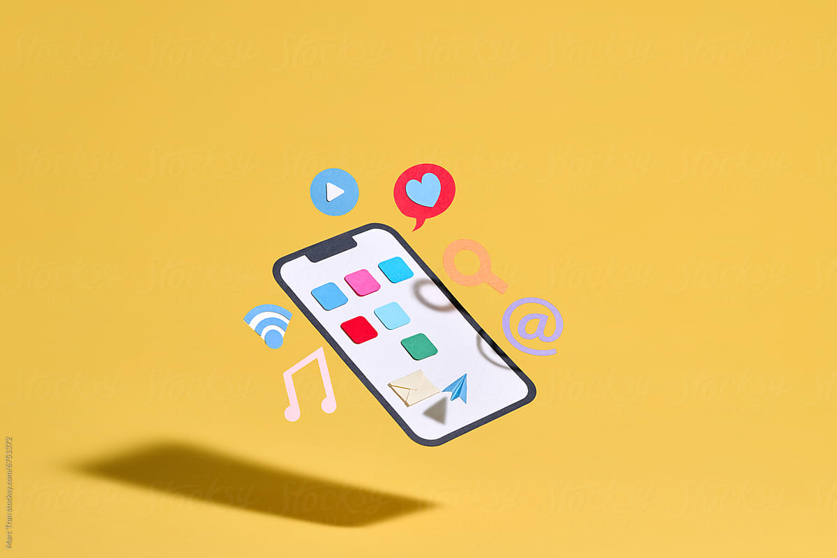 "Paper Cutouts Of Social Media And Communication Icons Float Around" by ...