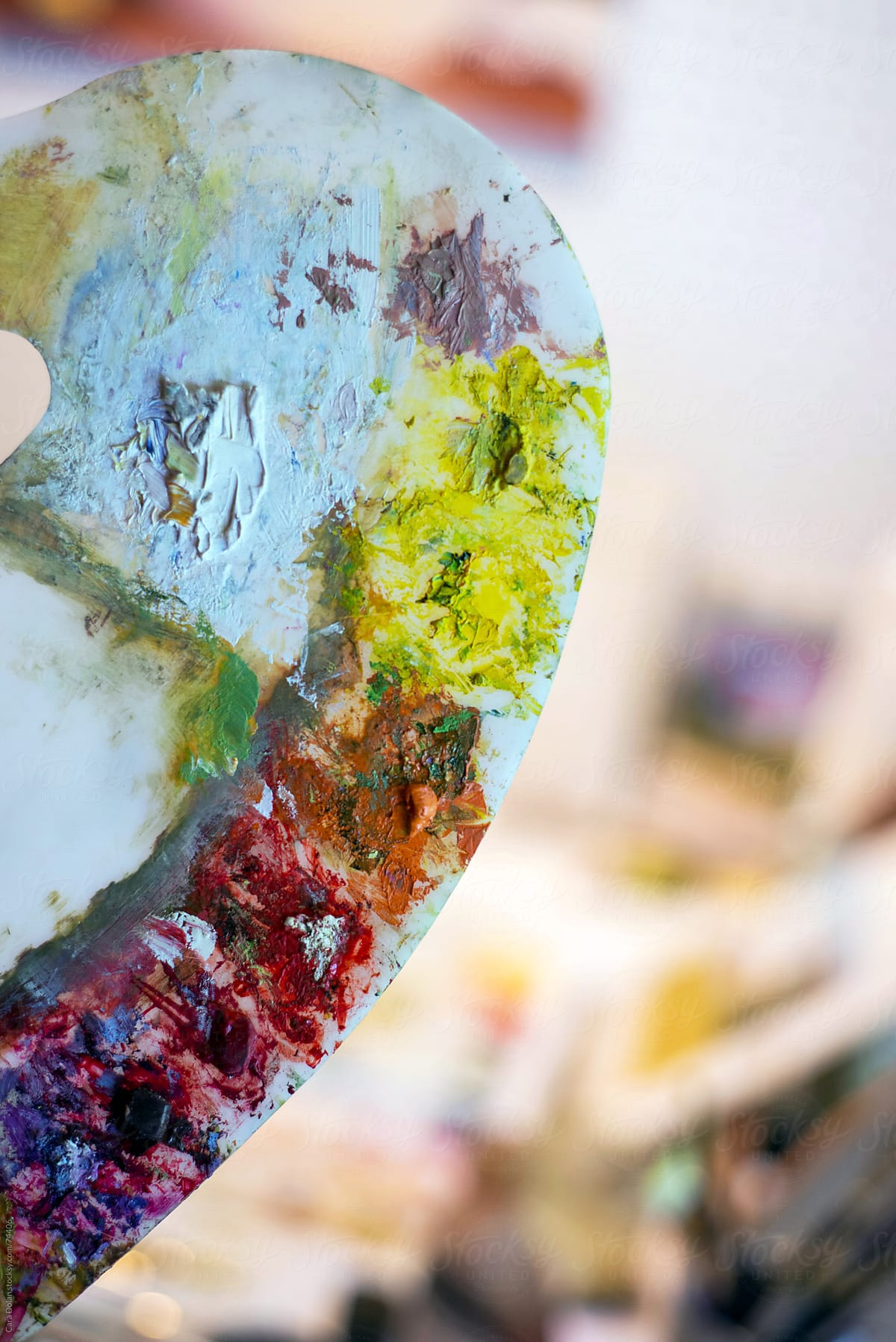 "Artist's Paint Palette In The Studio" by Stocksy Contributor "Cara ...