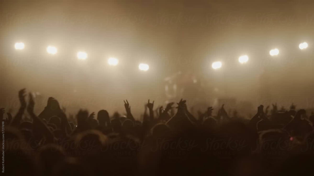 "Slow Motion Shot Of A Concert Crowd At Live Music Concert, Festival ...
