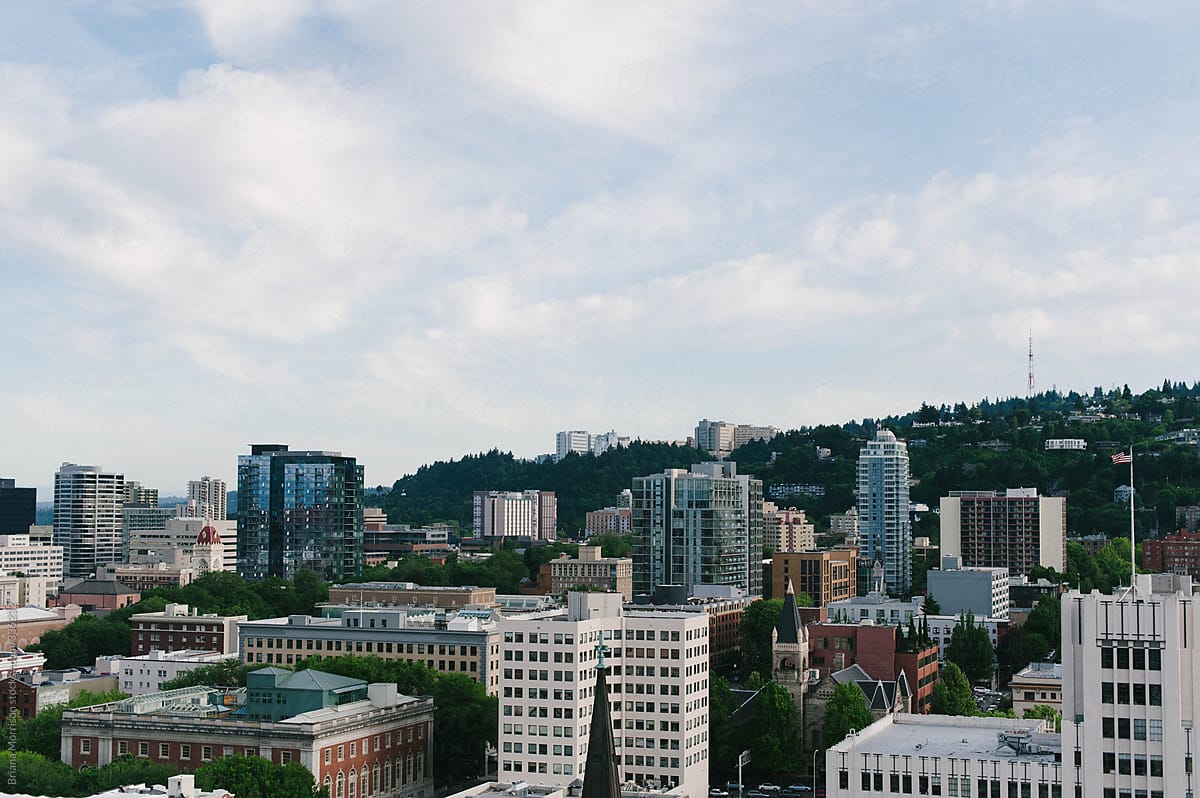 "Downtown Portland With Sunny Blue Skies" by Stocksy Contributor ...