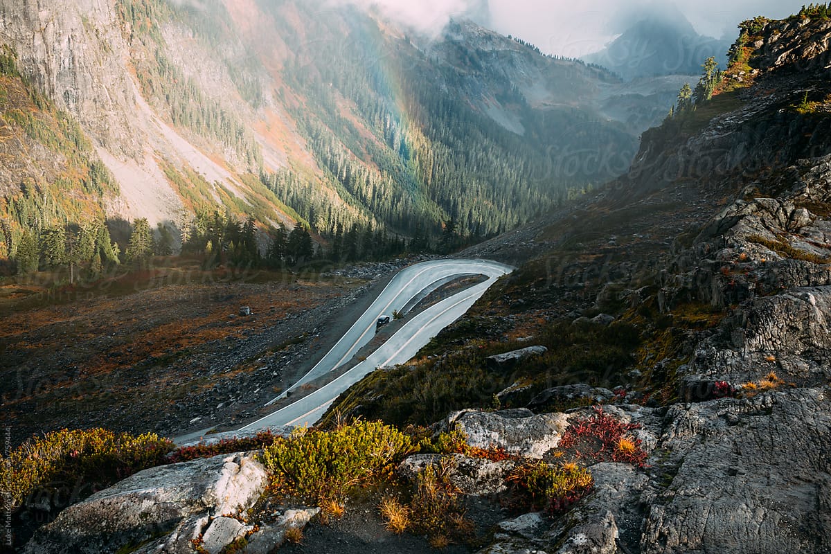 "Hairpin Turn Along Highway On Rocky Mountainside" by Stocksy ...