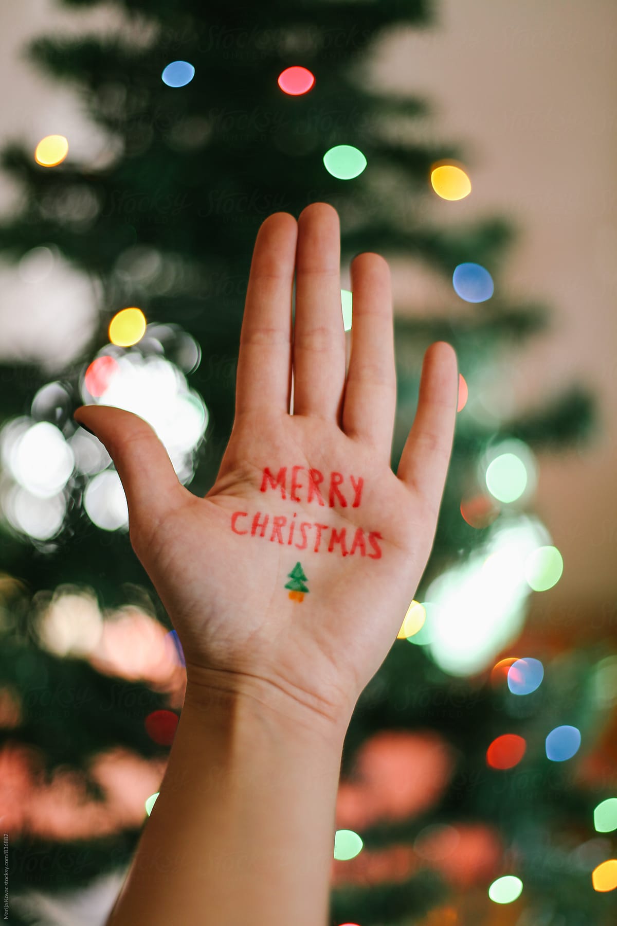 "'Merry Christmas" Written On A Female Hand" by Stocksy Contributor ...
