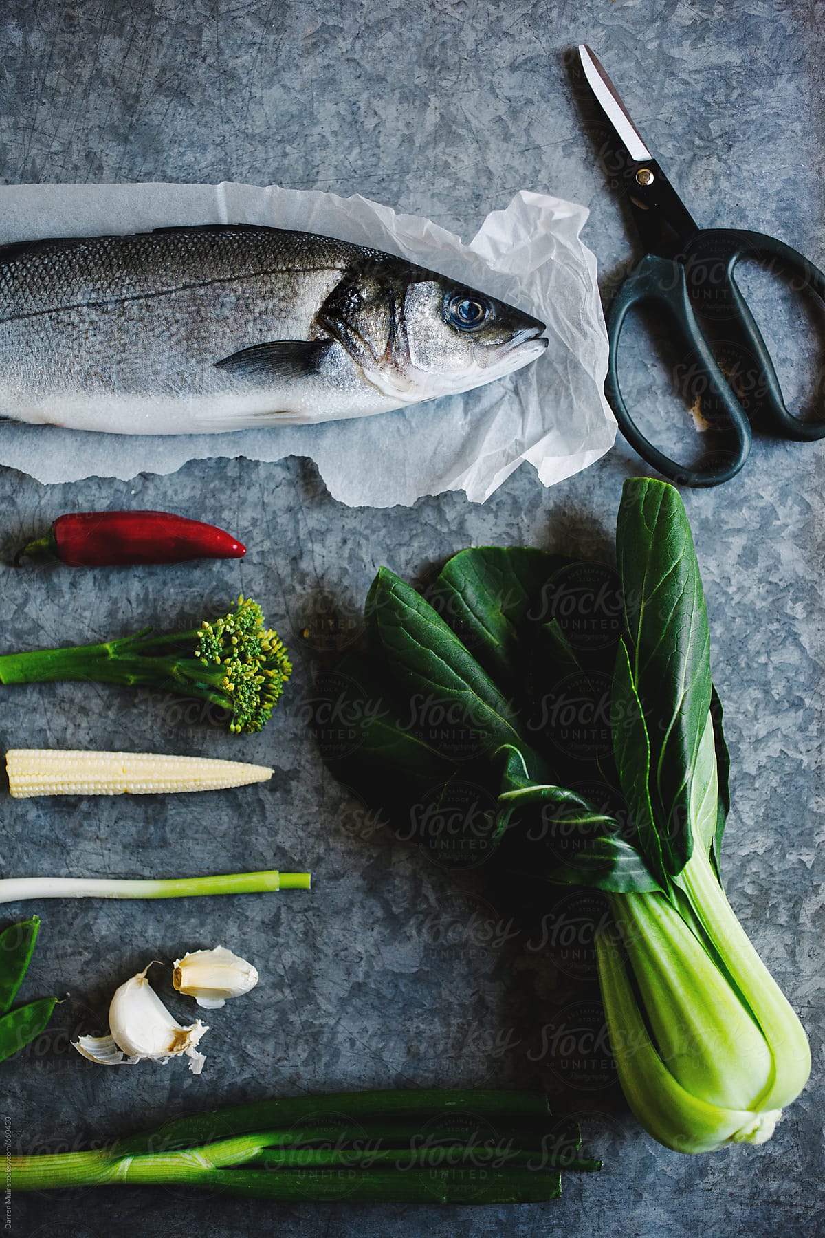 "Sea Bass And Ingredients For Cooking." by Stocksy Contributor "Darren ...
