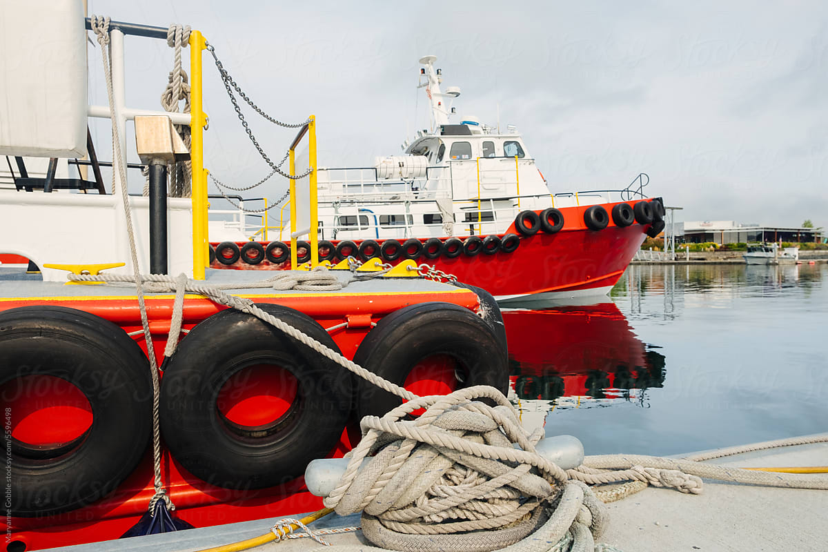 "Red Boat In Port Of Anacortes, Washington" by Stocksy Contributor ...