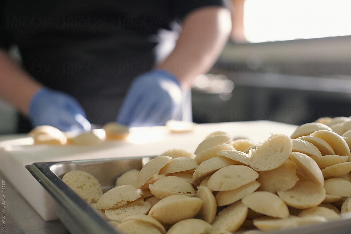 "Close Up Of Tray Full Of Sliced Bread Buns" by Stocksy Contributor ...